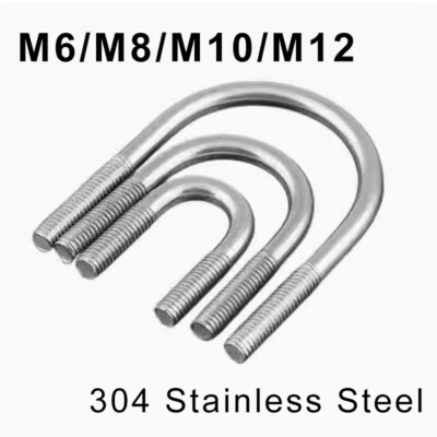 M6 M8 M10 M12 U-bolts U Round Bend Screws 304 A2 Stainless Steel U Shaped Bolt | eBay