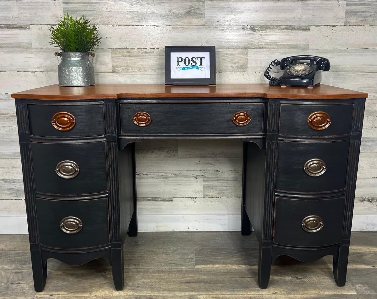 Black distressed desk store
