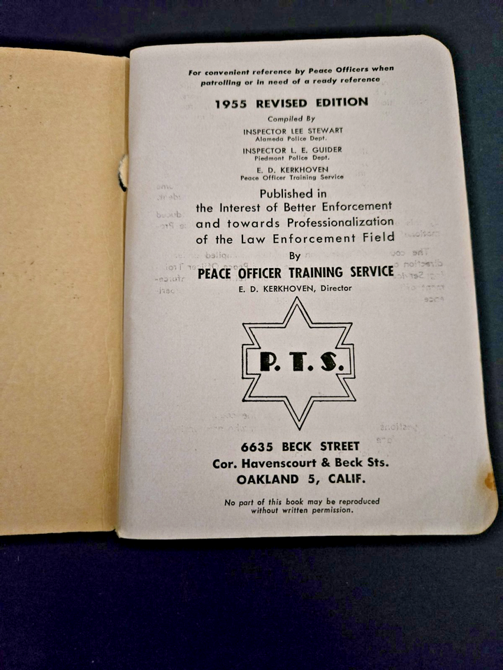 PEACE OFFICERS HAND BOOK CALIFORNIA Laws Rules NARCOTICS Juveniles ...
