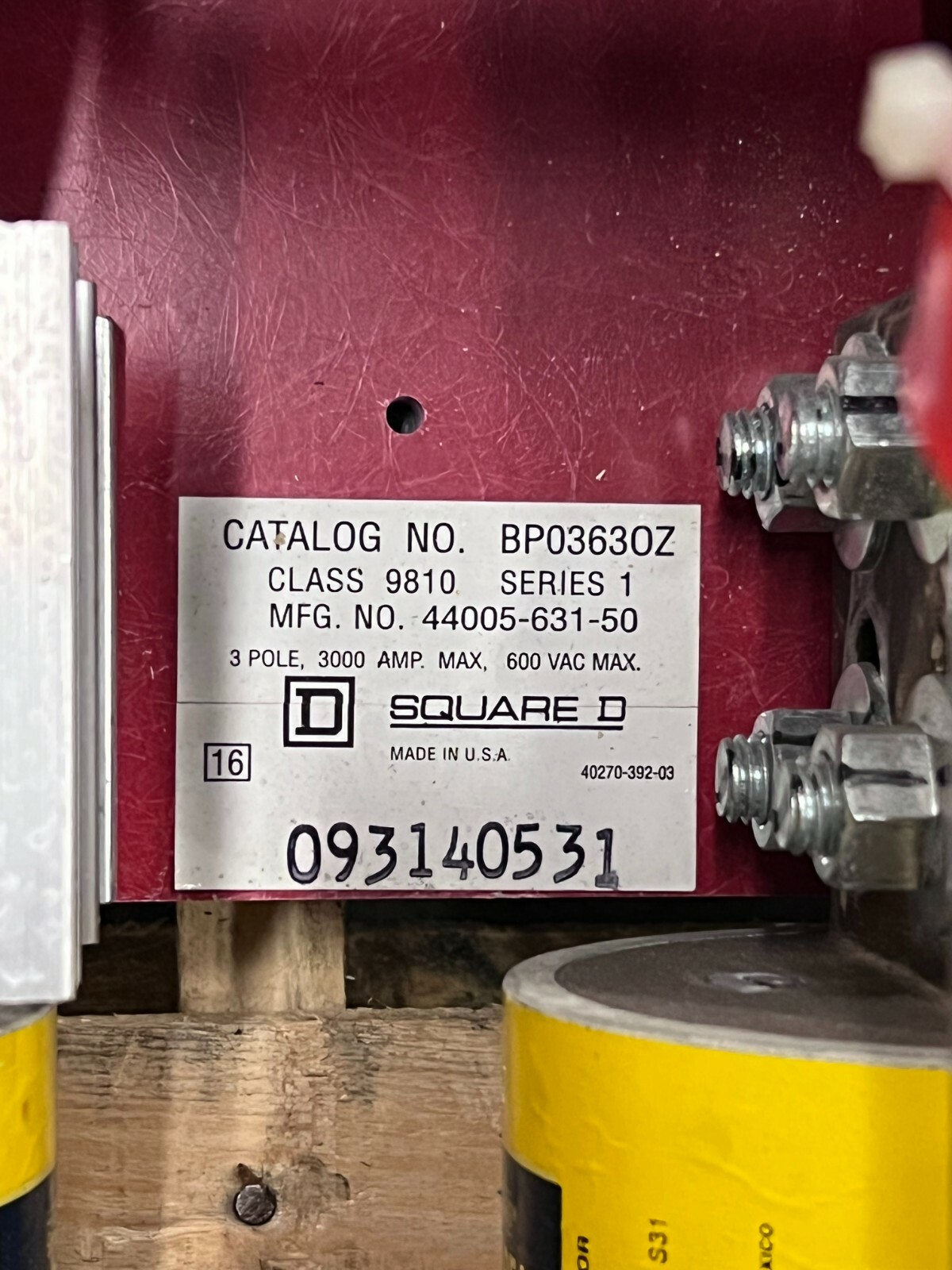 Bpo3630z Square D Bolt Loc Switch 3000a With Fuses BP03630Z for sale ...