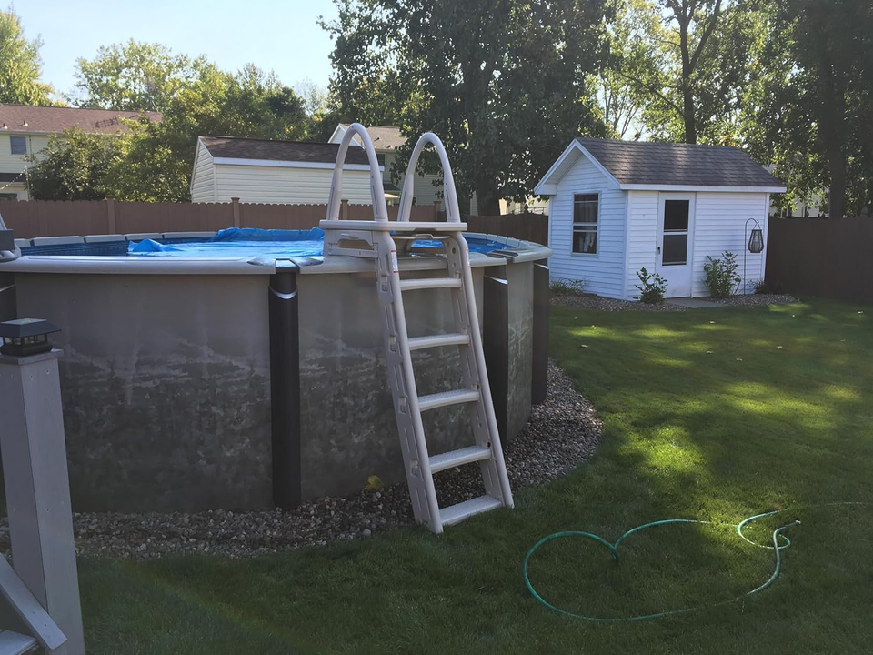 Roll Guard 48" - 56" Adjustable a Frame Safety Ladder above Ground ...