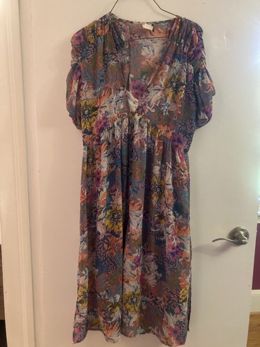 Akemi + Kin Anthropologie Midi Dress S Puff Flowy Boho Floral ...