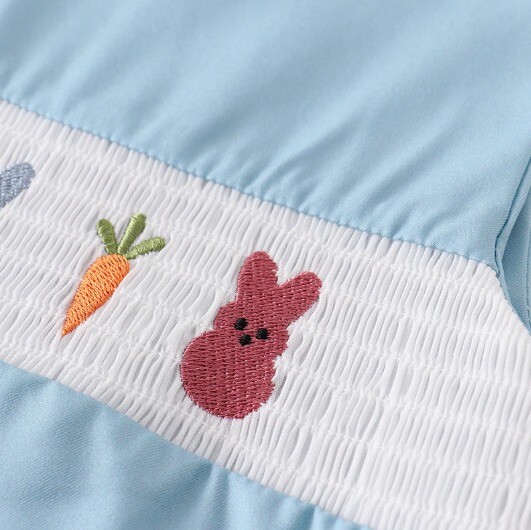 NEW Boutique Peeps Easter Bunny Rabbit Baby Boys Smocked Overall Romper ...