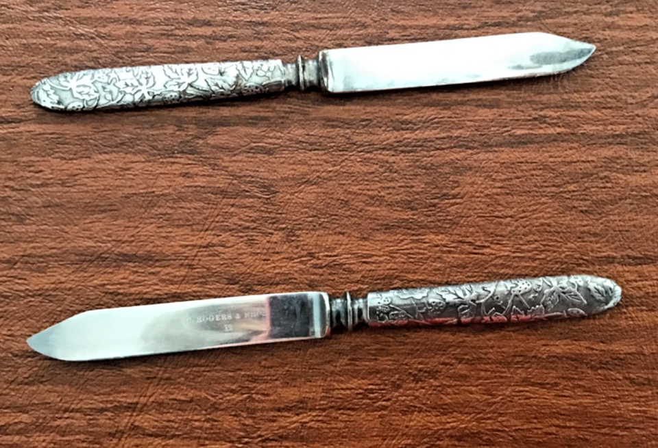 1847 ROGERS BROS 6 VINTAGE FRUIT CHEESE SILVERPLATE KNIVES | eBay