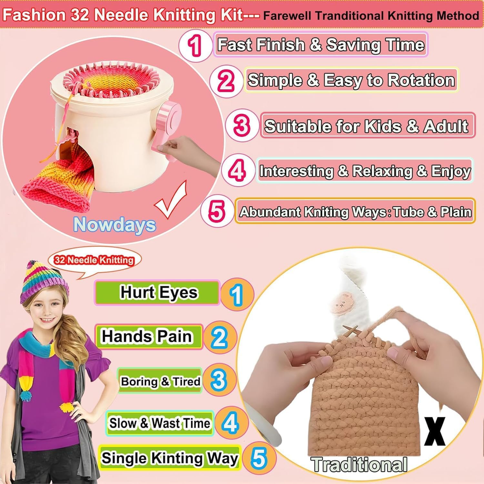 Sentro Knitting Machine,Sentro 32 Needles Mushroom Knitting Machine for ...
