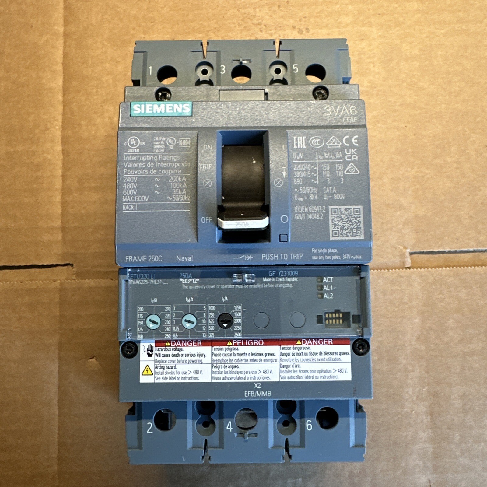 3va6225-7HL31-0aa0 Siemens 3VA4 250a 3 Pole New Surplus Circuit Breaker ...