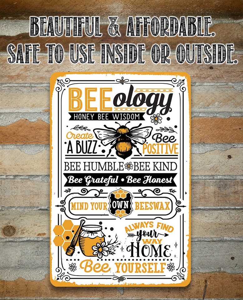 BEEology Honey Bee Wisdom Durable Metal Sign Apiary Inspirational Decor ...