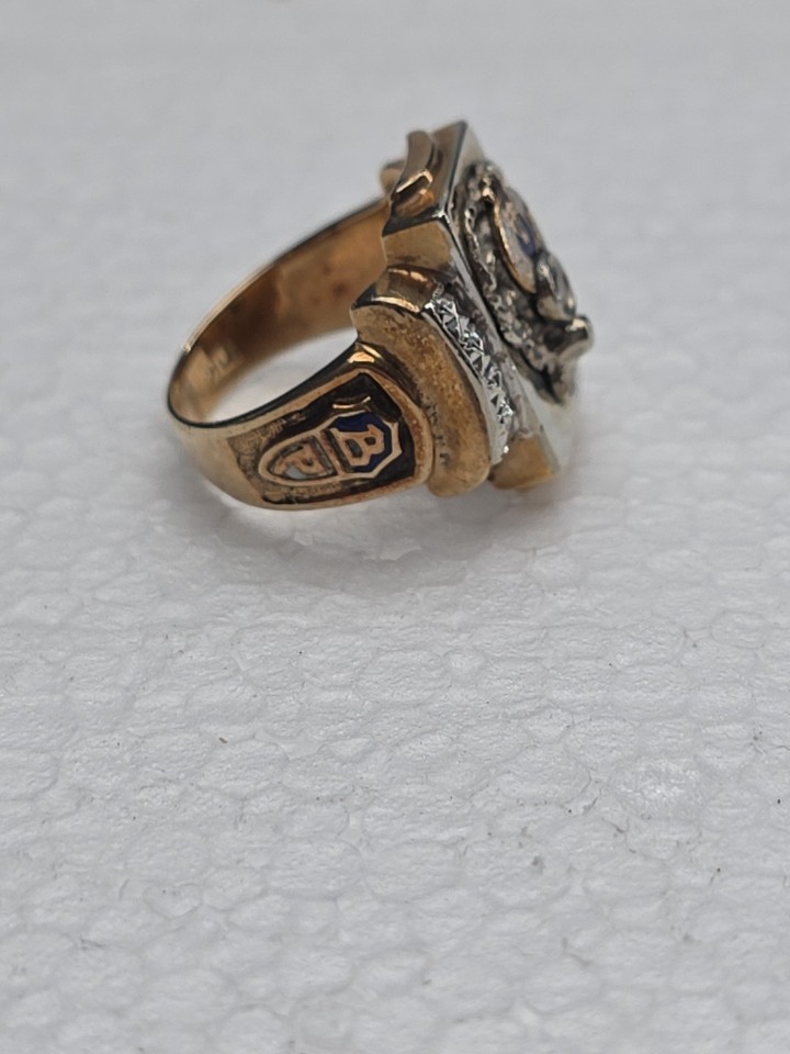 Vintage BPOE Elks Fraternal 10k Gold Diamond Ring Enamel Men’s Signet ...
