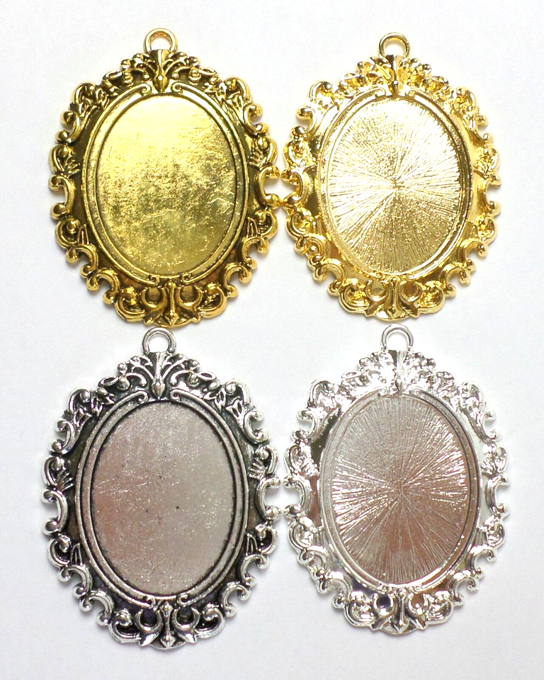 4 of 40x30mm Antique Gold Art Deco Open Loops Renaissance Era Pendant Settings | eBay