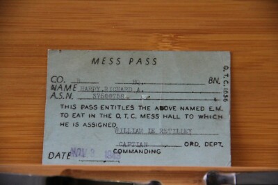 Pass Mess Pass Ordinance Training Center 1943 U S Army WW II 2 Era | eBay