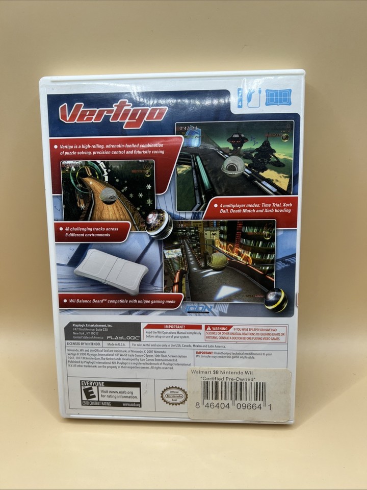 Vertigo Nintendo Wii 2007 Video Game Play Logic Multiplayer Action ...