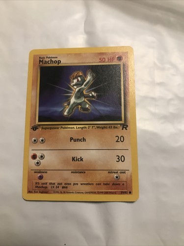 Machop 59/82 1st Edition NM Near Mint Team Rocket Non-Holo Pokemon Card ...