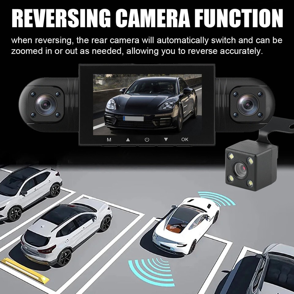 Dash Cam HD 1080p Car 4 Camera Front/Rear/Inside Video Recorder Camera ...