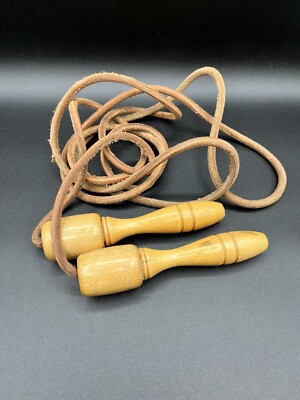 Vintage Leather Jump Rope with Wood Handles | eBay