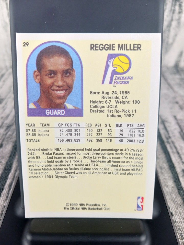 Reggie Miller 1989-90 NBA Hoops # 29 Indiana Pacers Legend - Hall Of ...