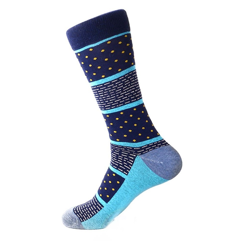 Steven Land Navy Multi Dots and Dashes Pattern Men's Socks | eBay