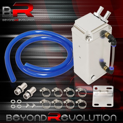 Silver 7" X 3" X 2.5" Oil Fluid Overflow Catch Can Tank Reservoir w ...