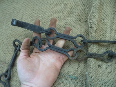 ANTIQUE HAND FORGED CHIMNEY COOKING CHAIN HEARTH FIREPLACE COOKING ...
