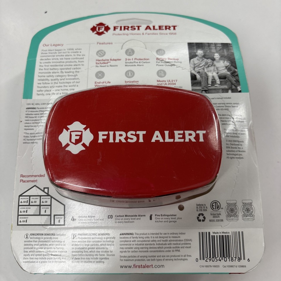 First Alert SC9120B 2-In-1 Hardwired Smoke & Carbon Monoxide Combo ...