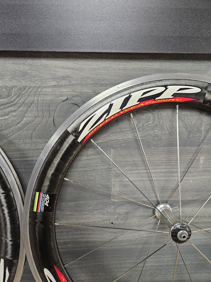 Zipp 404 Speed Weaponry Carbon Fiber Wheelset 650c Clincher Rim Brake ...