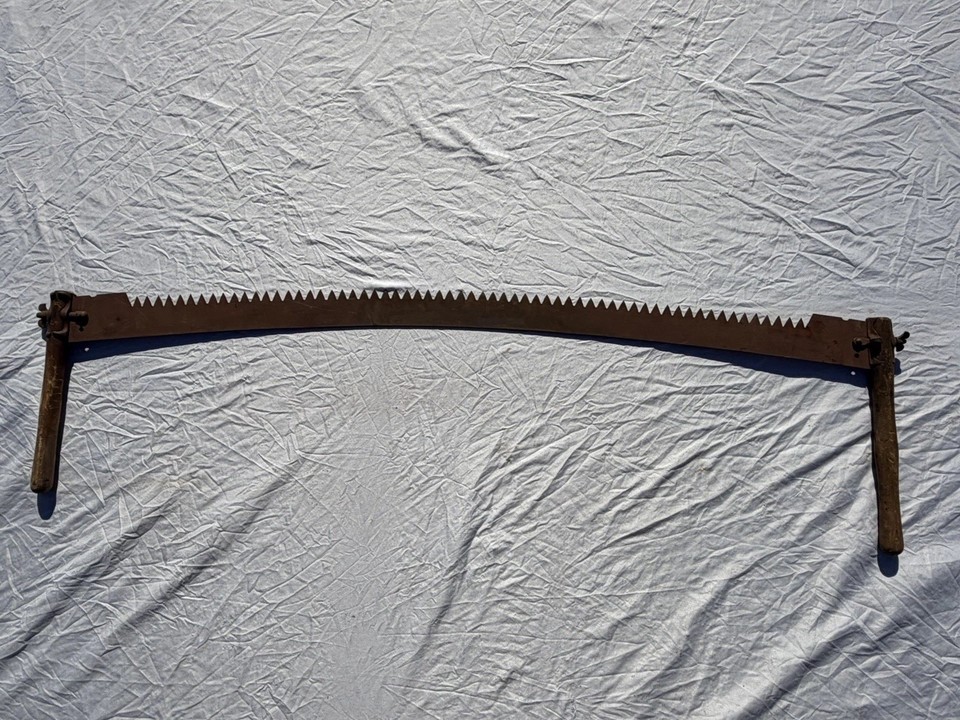 Antique Primitive 2 Two Man Crosscut Logging Saw Blade Log Tool 58” | eBay