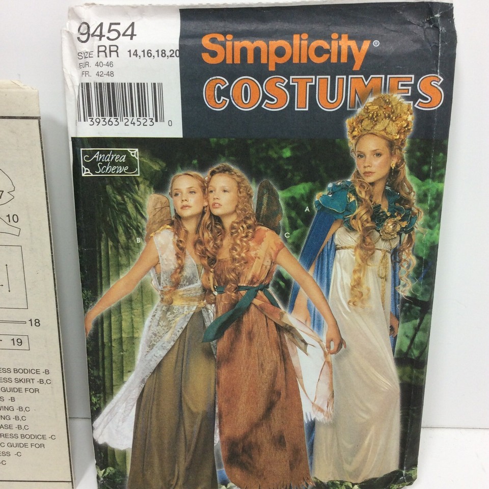 Simplicity 9454 Gypsy Fairy Princess Gown Dress Women's Size 14-20 ...