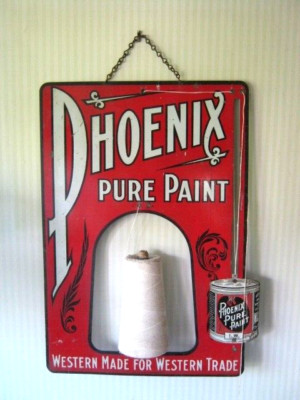 Antique Sign Advertising Tin Litho ~ String Holder Phoenix Paint San ...