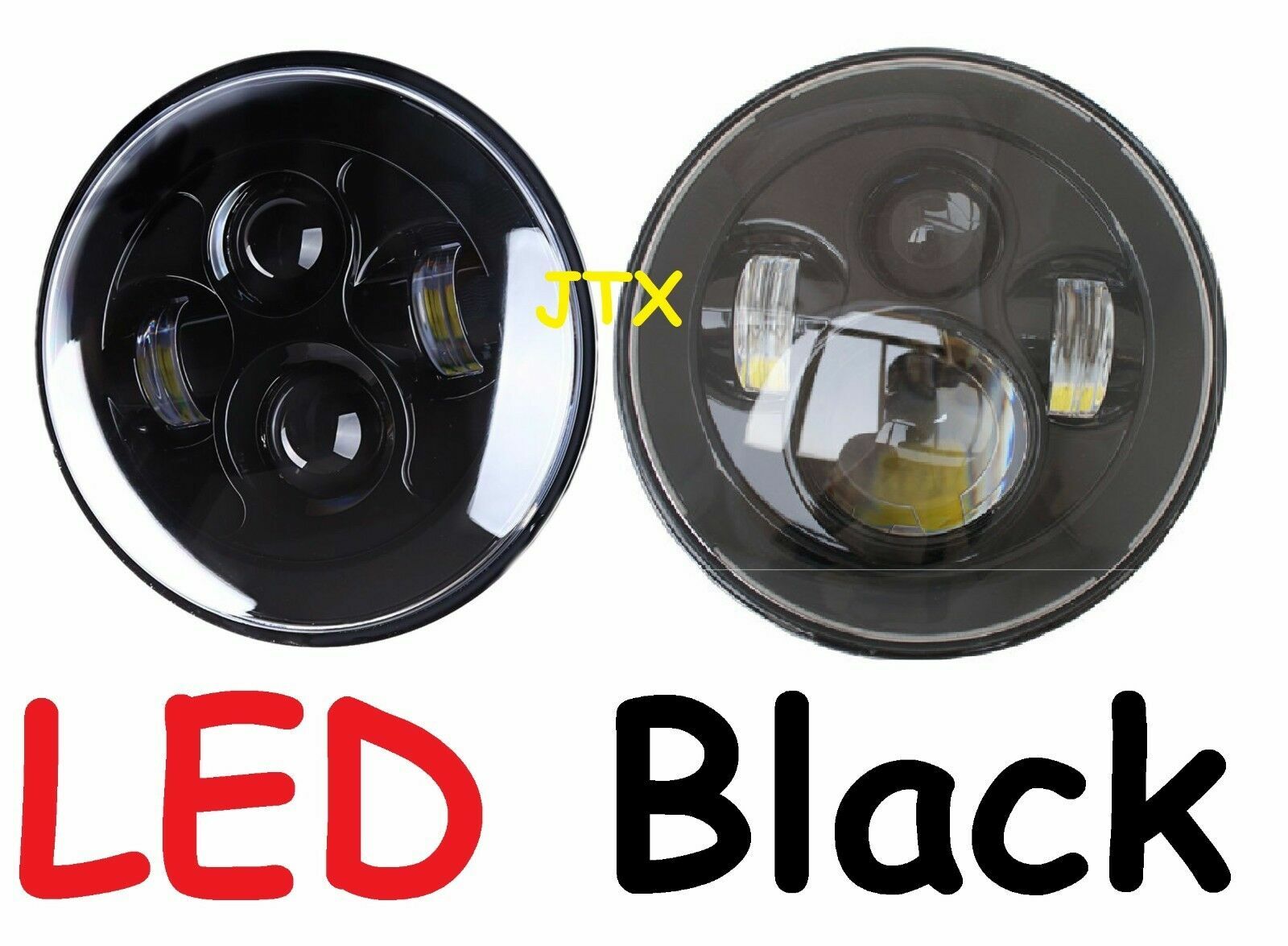 JTX 7" LED Headlights Black no Halo Ford Falcon GS GT XM XP XR XT XY XW ...