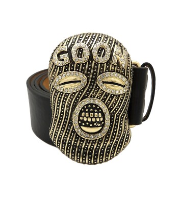 Hip Hop Style Collection Rapper Gold PT Iced Goon Mask Buckle & Leather ...
