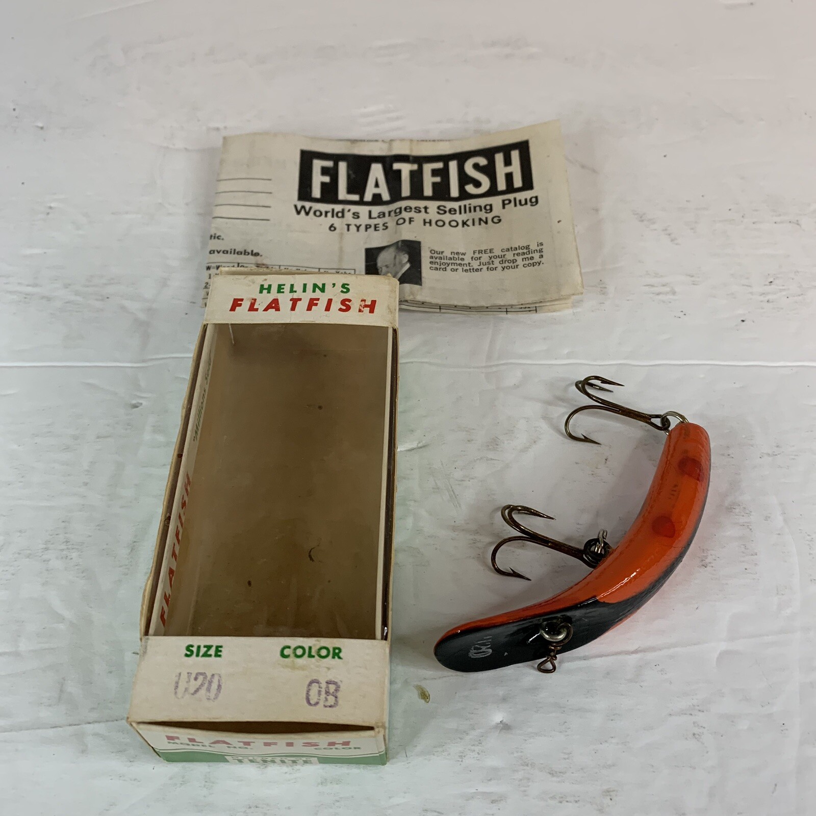 Vintage Helin's Flatfish U20 Size in Original Box w/ Papers Molded of ...