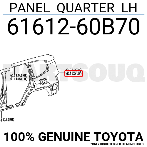 6161260B70 Genuine Toyota PANEL QUARTER LH 61612-60B70 | eBay