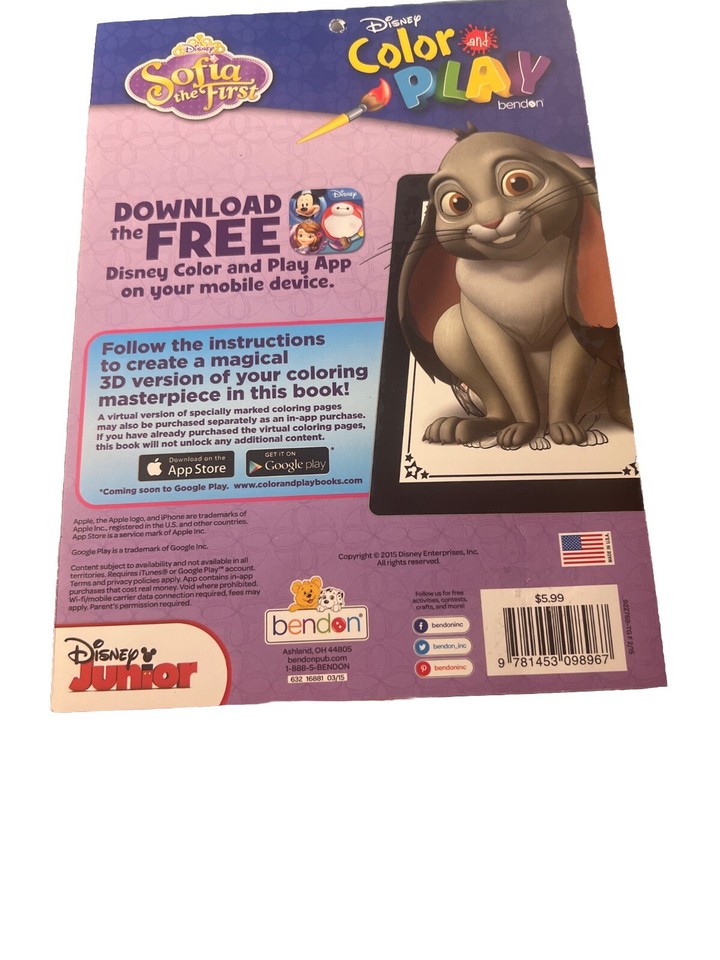 Disney Junior: Sofia the First Color & Play Book for Kids | eBay