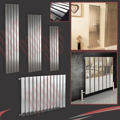Flat Panel Designer Chrome Radiators LUNA Central Heating Vertical ...