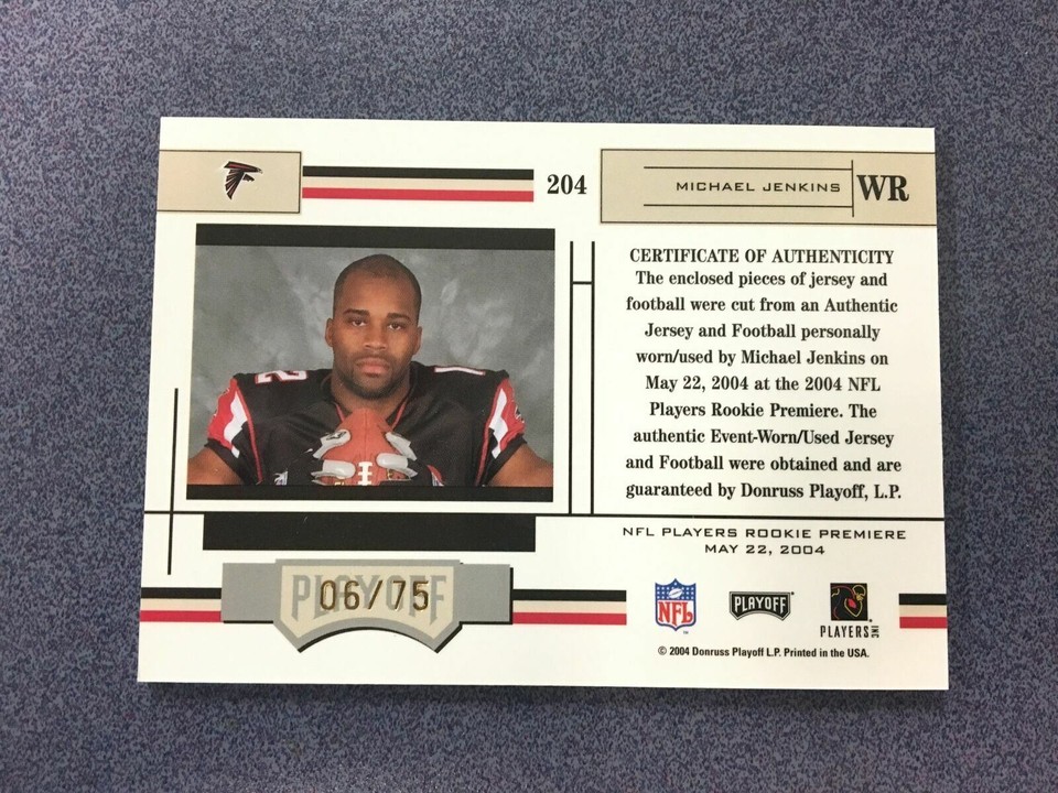 2004 Absolute Memorabilia MICHAEL JENKINS RC Spectrum Jersey Ball 6/75 ...