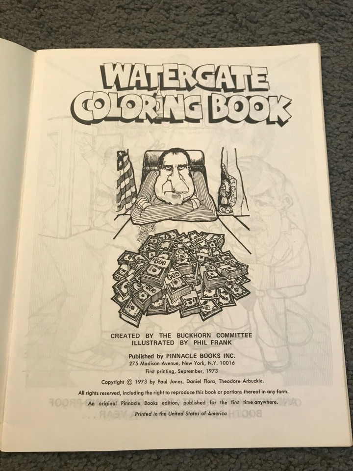 WATERGATE COLORING BOOK 1973 NEW FIRST PRINTING | eBay