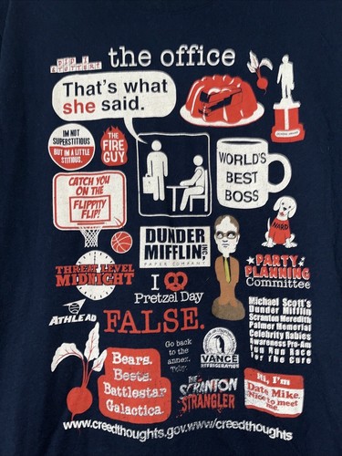 The Office Men’s Size Large Black T Shirt Quotes Lines Jokes Creed ...