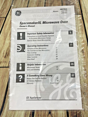 GE Spacemaker XL Microwave Oven Owners Instruction Manual JVM1650 and ...