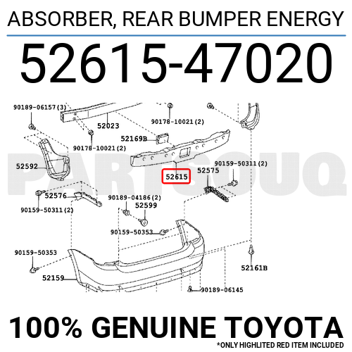 5261547020 Genuine Toyota ABSORBER, REAR BUMPER ENERGY 52615-47020 | eBay