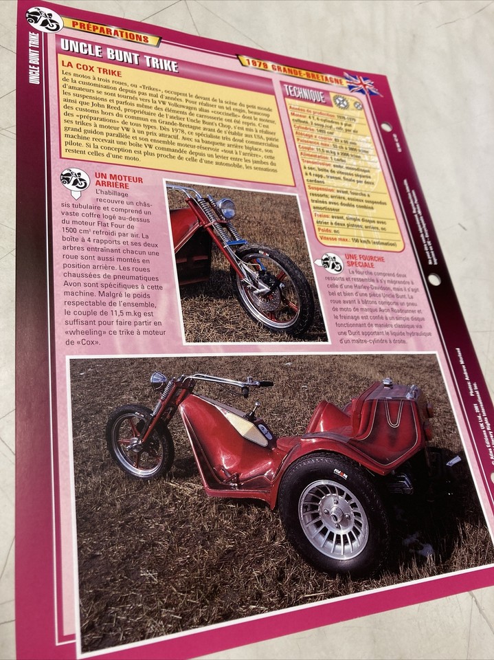 Uncle Bunt Trike 1500 VW 1978 Card Motorcycle Passion Collection Atlas ...