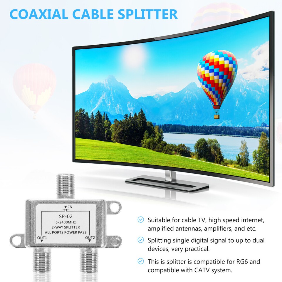 Two Splitters Cable 2 Way Internet and Tv Amplified Antenna Coax ...
