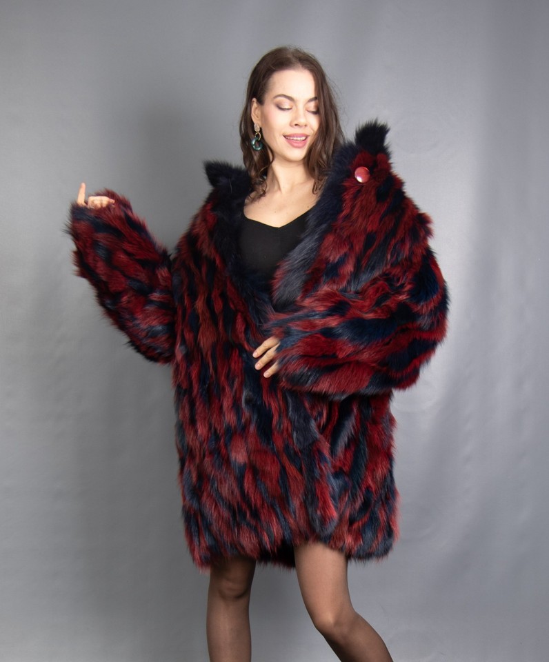 16610 GLAMOROUS REAL BLUE FOX COAT LUXURY FUR JACKET PELZ BEAUTIFUL ...