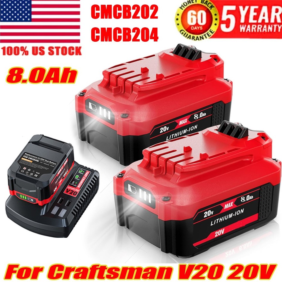 For Craftsman V20 20 Volt 8.0Ah Lithium CMCB204 CMCB205 CMCB203 Battery ...