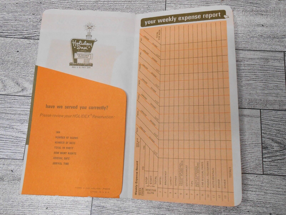 Vintage Holiday Inn Passport to Pleasure Holidex System Expense Report ...