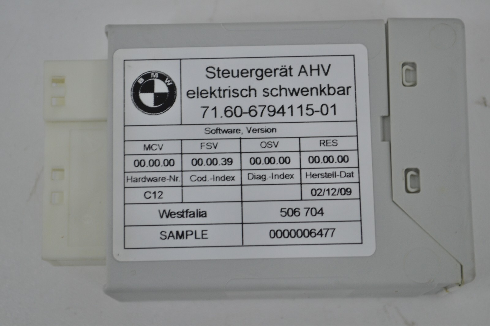 BMW 3 5 Series F10 F30 Electric Tow Bar AHV Control Unit Module 6794115 ...