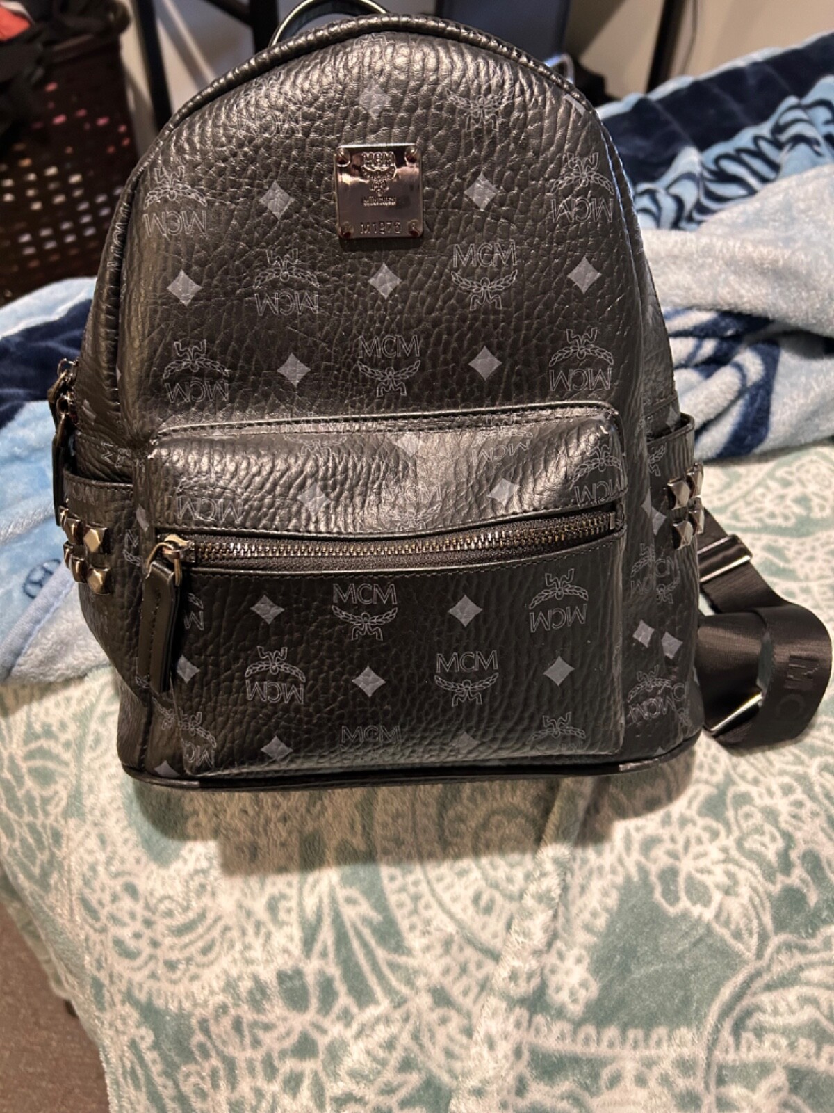 MCM Backpack (Stark Side Studs in Visetos), Size Medi… - Gem