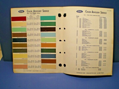 1958 FORD CANADA CAR COLOR CANADIAN PAINT CHIP C-I-L SAMPLES CHART | eBay