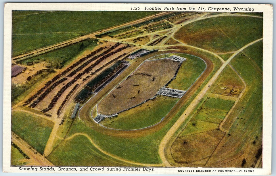 1937 Cheyenne WY Frontier Park Air Event Festival Parked Cars Aerial PC Wyo A237 | eBay