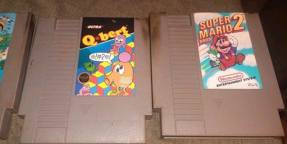 Vintage Lot of 8 Nes Nintendo Games Super Mario Bros 2 DR Mario Q Bert ...