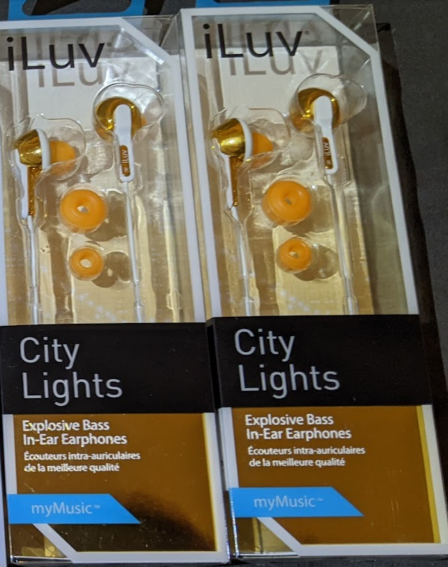 2 Set Lot - iLuv Music Gold City Lights Earphones NEW Earbuds Wired | eBay