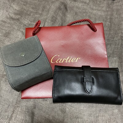 Cartier Watch Travel Pouch Gray Leather & Black Leather | eBay